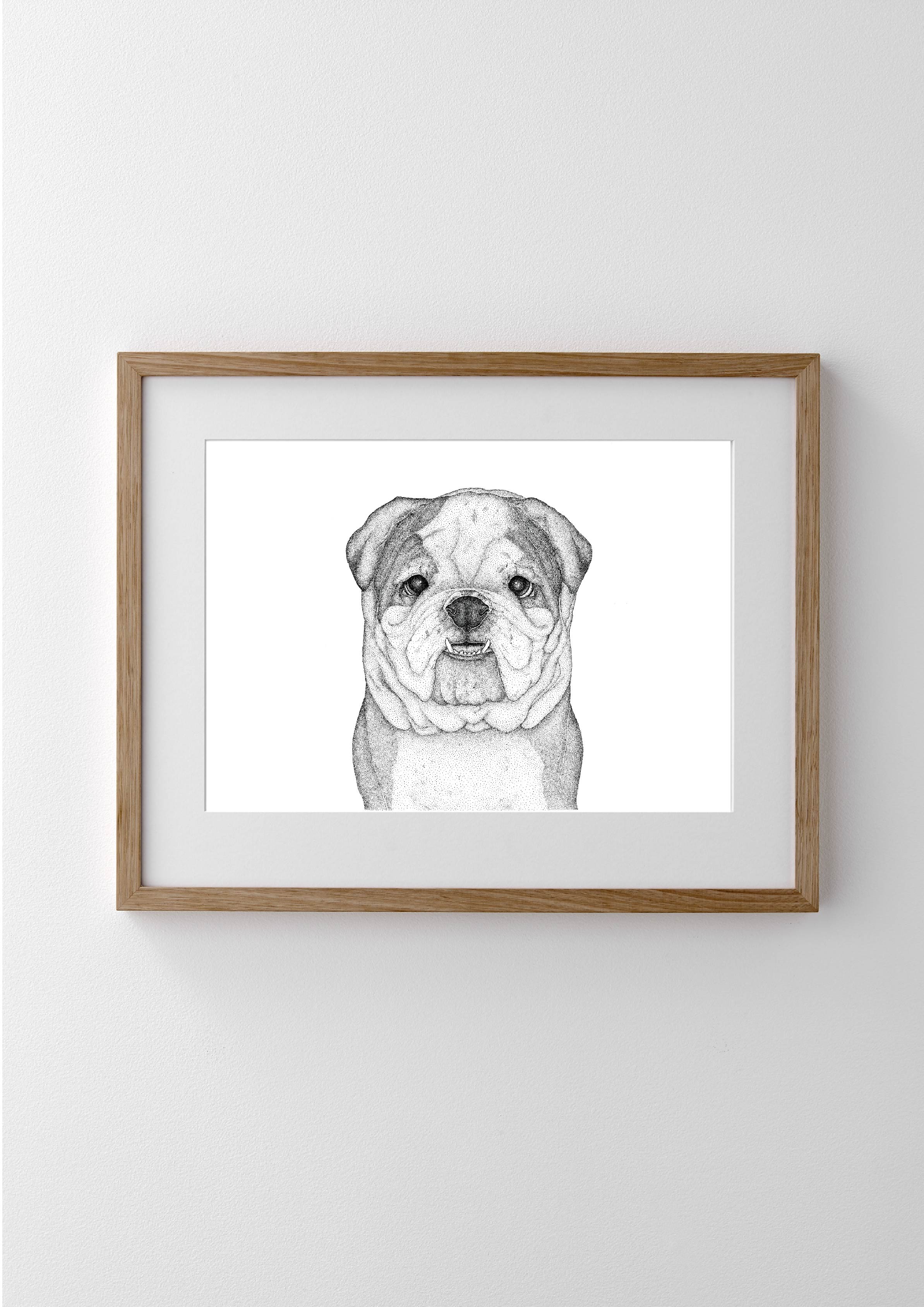 Beau the British Bulldog- Full Face – Dots by Donna