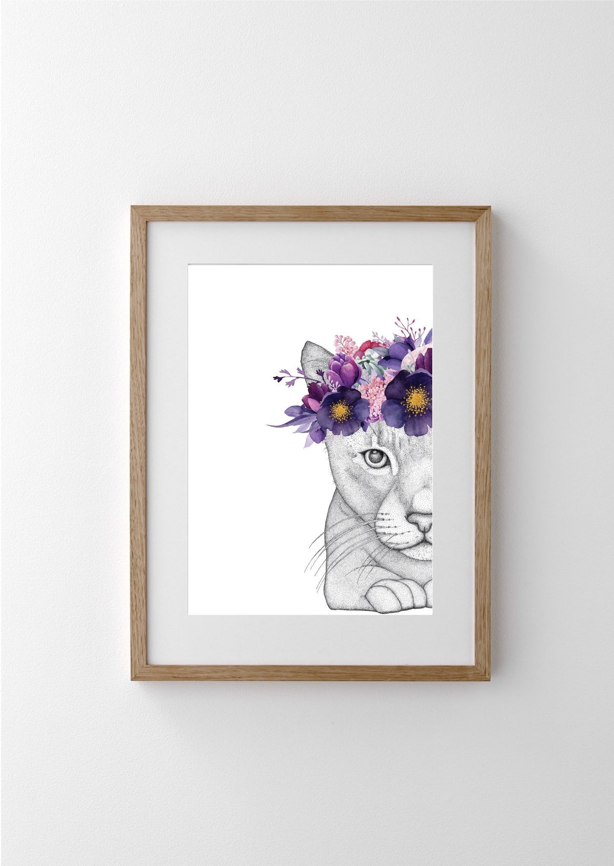 Catherine the Cat with Flower Crown – Dots by Donna
